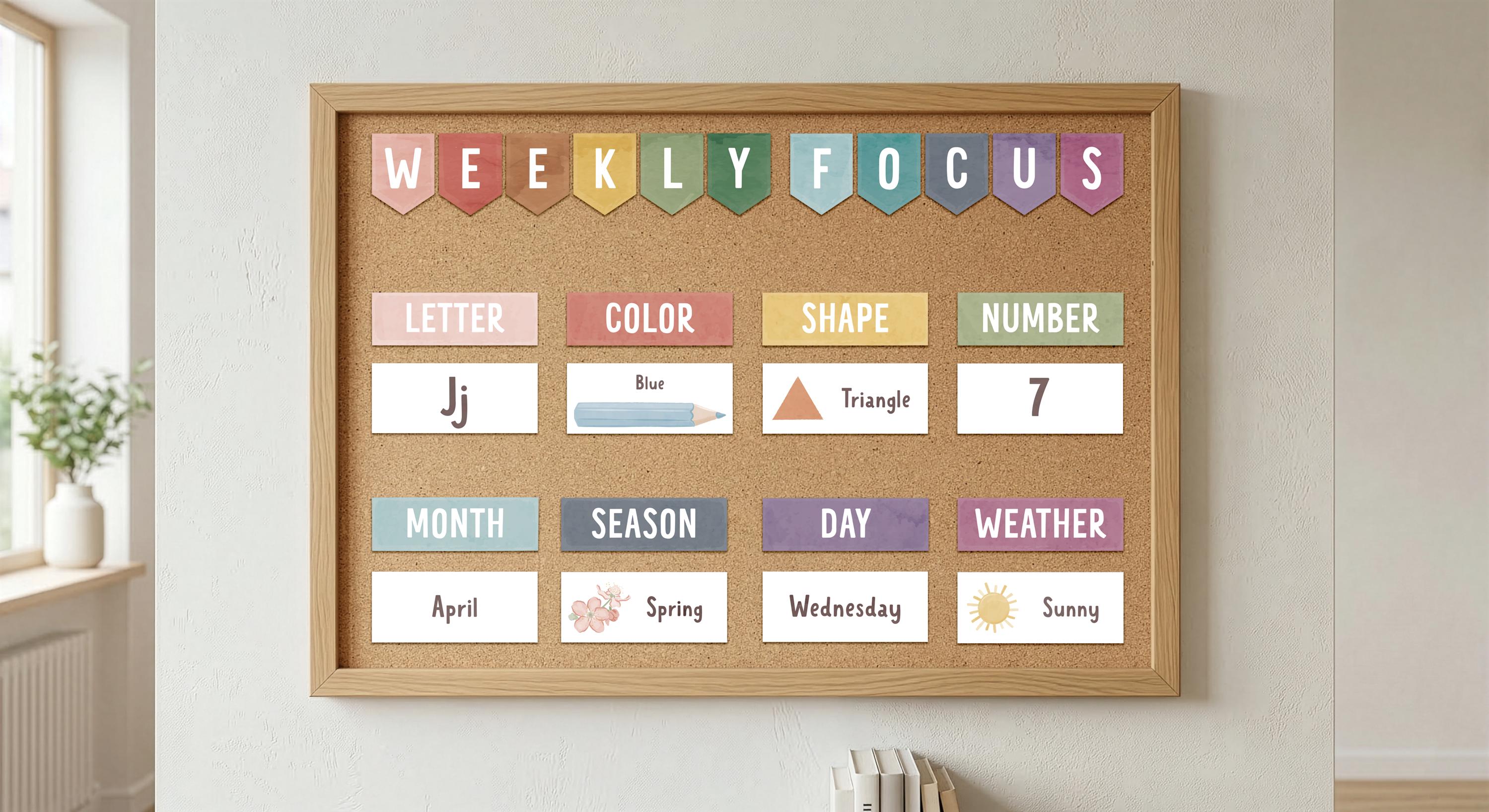 Preschool Focus Wall Bundle: Rainbow Learning Board, Circle Time Kit ...