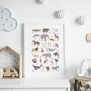 Baby Animal Alphabet Poster, Nursery Alphabet Print, Alphabet Animals ...