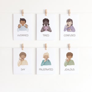 ASL Emotion Flashcards: Sign Language Feelings, Therapy Decor (digital ...