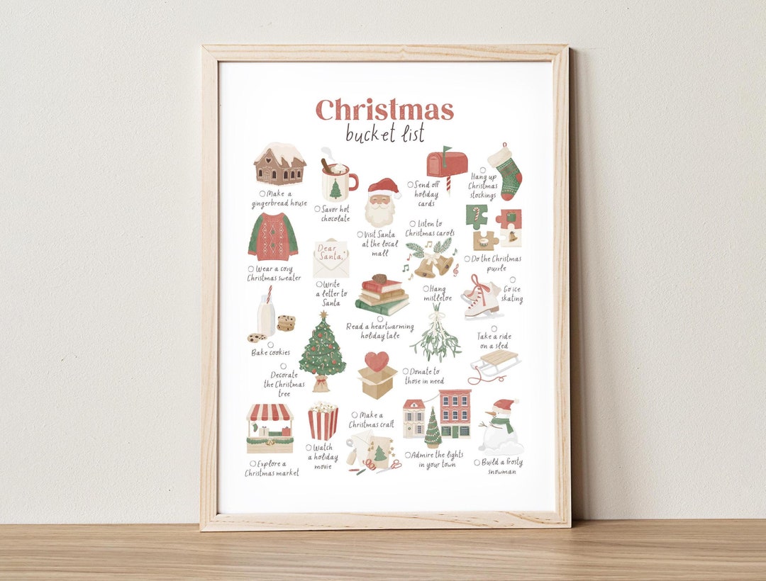 Christmas Bucket List Printable: Holiday Activity Checklist (digital ...