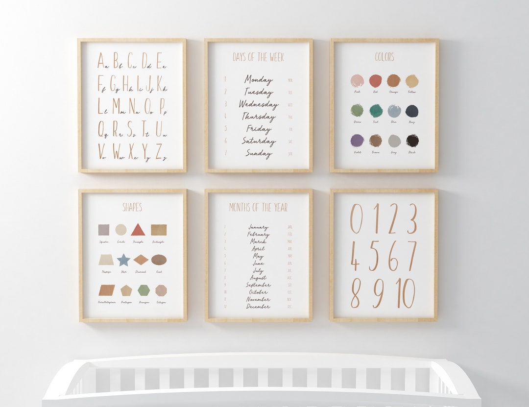 Set of 6 Educational Posters, Alphabet Poster, Classroom Decor ...