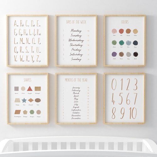 Set of 6 Educational Posters Alphabet Poster Classroom - Etsy