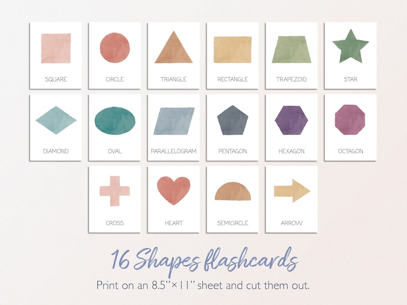 Geometric Shapes Flashcards: Montessori Homeschool Printable (digital ...