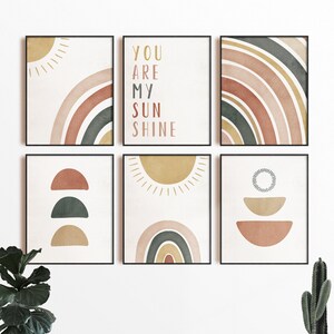Set of 6 Prints, Boho Prints, Gallery Wall Set, You Are My Sunshine ...