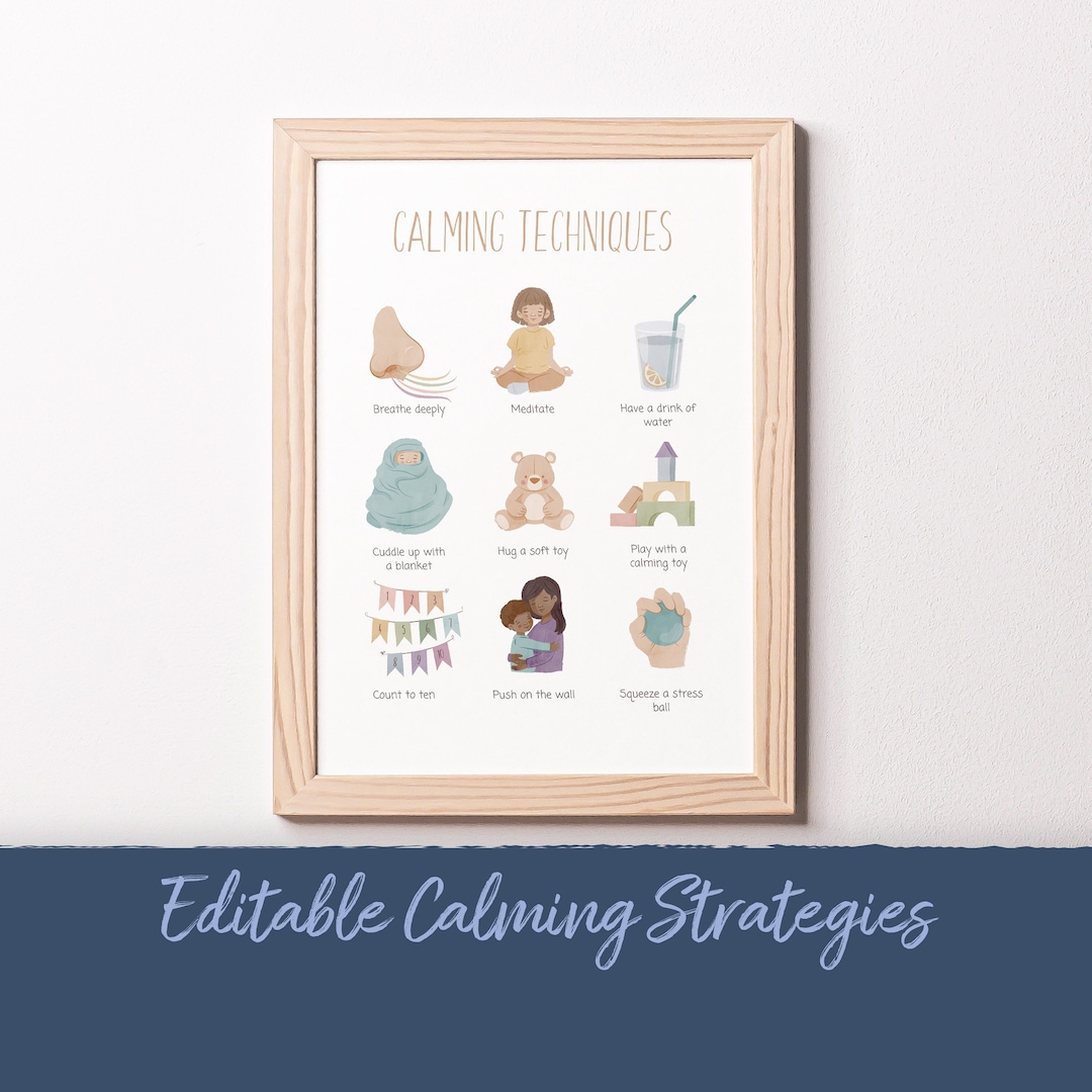 Editable Calming Strategies, Calm Down Kit, Feelings Educational Poster ...