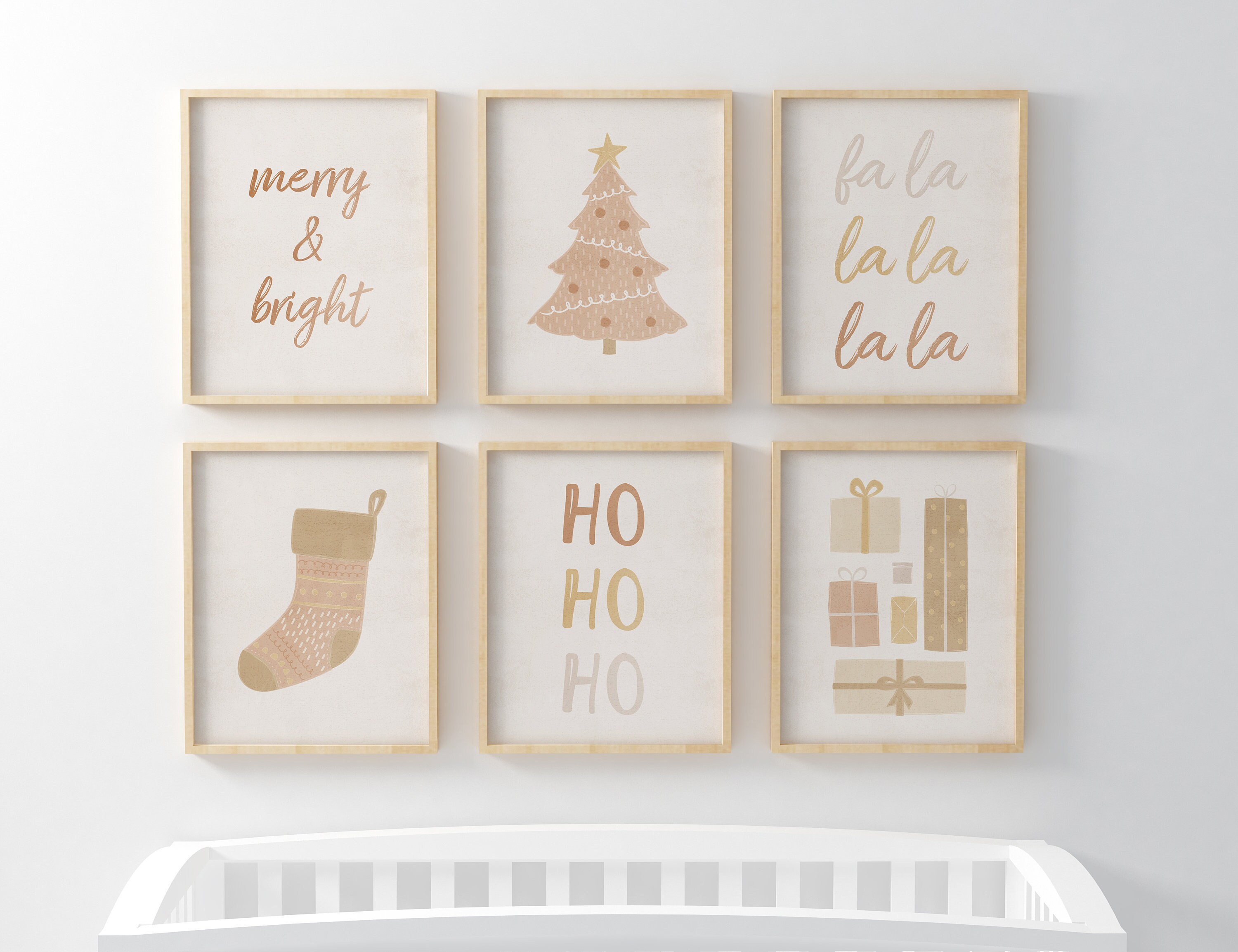Christmas Home Decor Set Of 6 Boho Prints Gallery Wall Set | Etsy