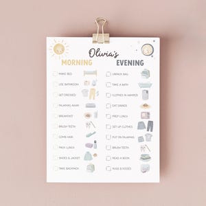 Editable Kids Routine Chart: Morning & Bedtime Checklist (digital ...