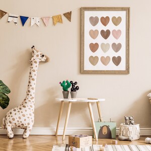 Hearts, Boho Prints, Nursery Printable Wall Art, Playroom Wall Decor ...