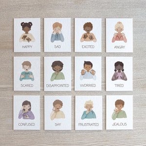 ASL Emotion Flashcards: Sign Language Feelings, Therapy Decor (digital ...