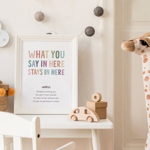 What You Say in Here Stays in Here Print, Therapy Office Decor, School ...