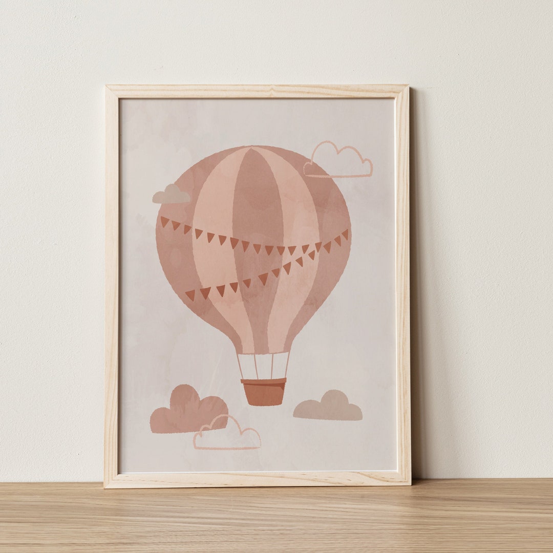 Boho Hot Air Balloon Nursery, Blush Pink Print, Adventure Print, Hot ...
