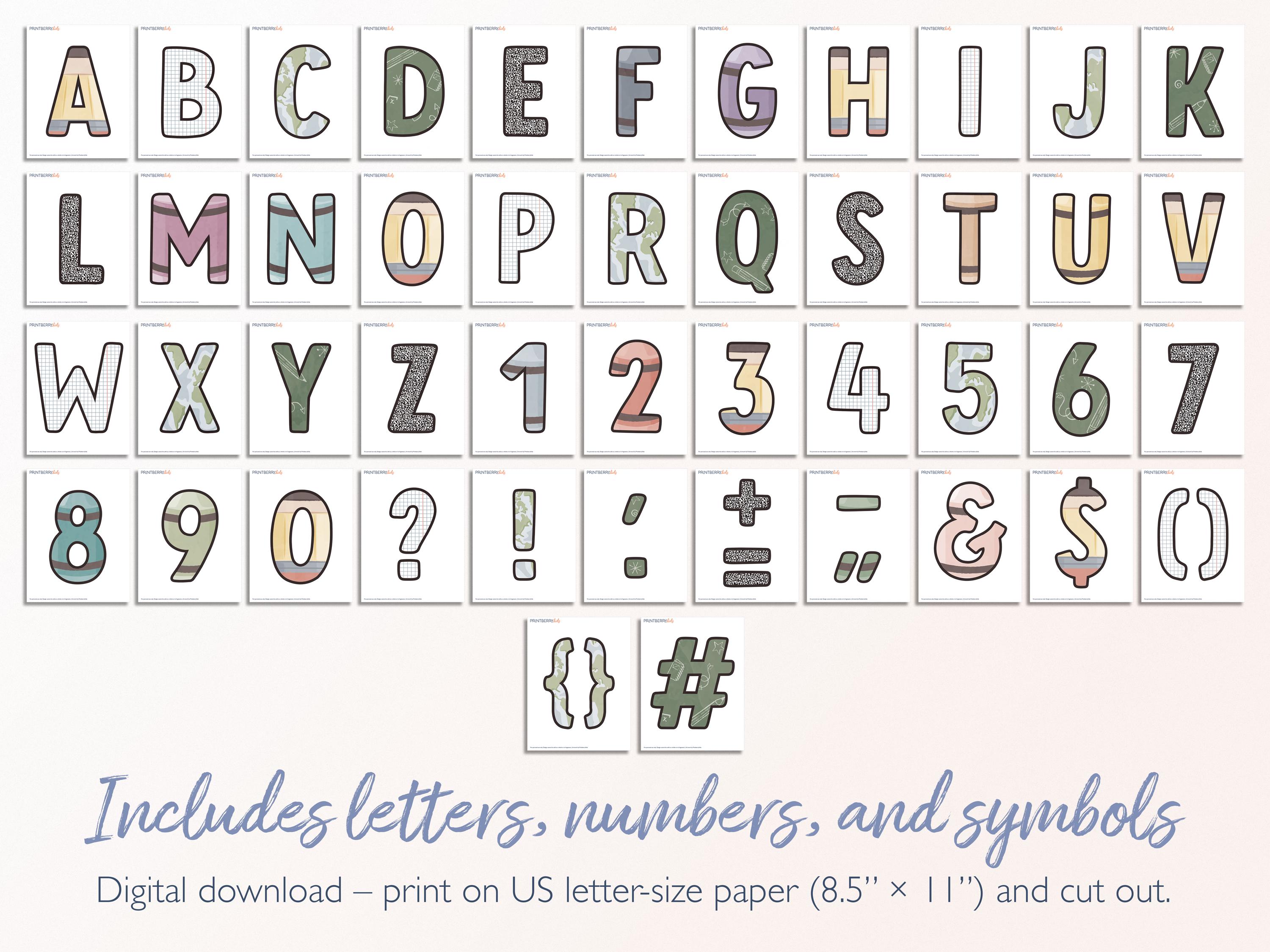 Printable Bulletin Board Letters: Composition Notebook Theme (digital ...