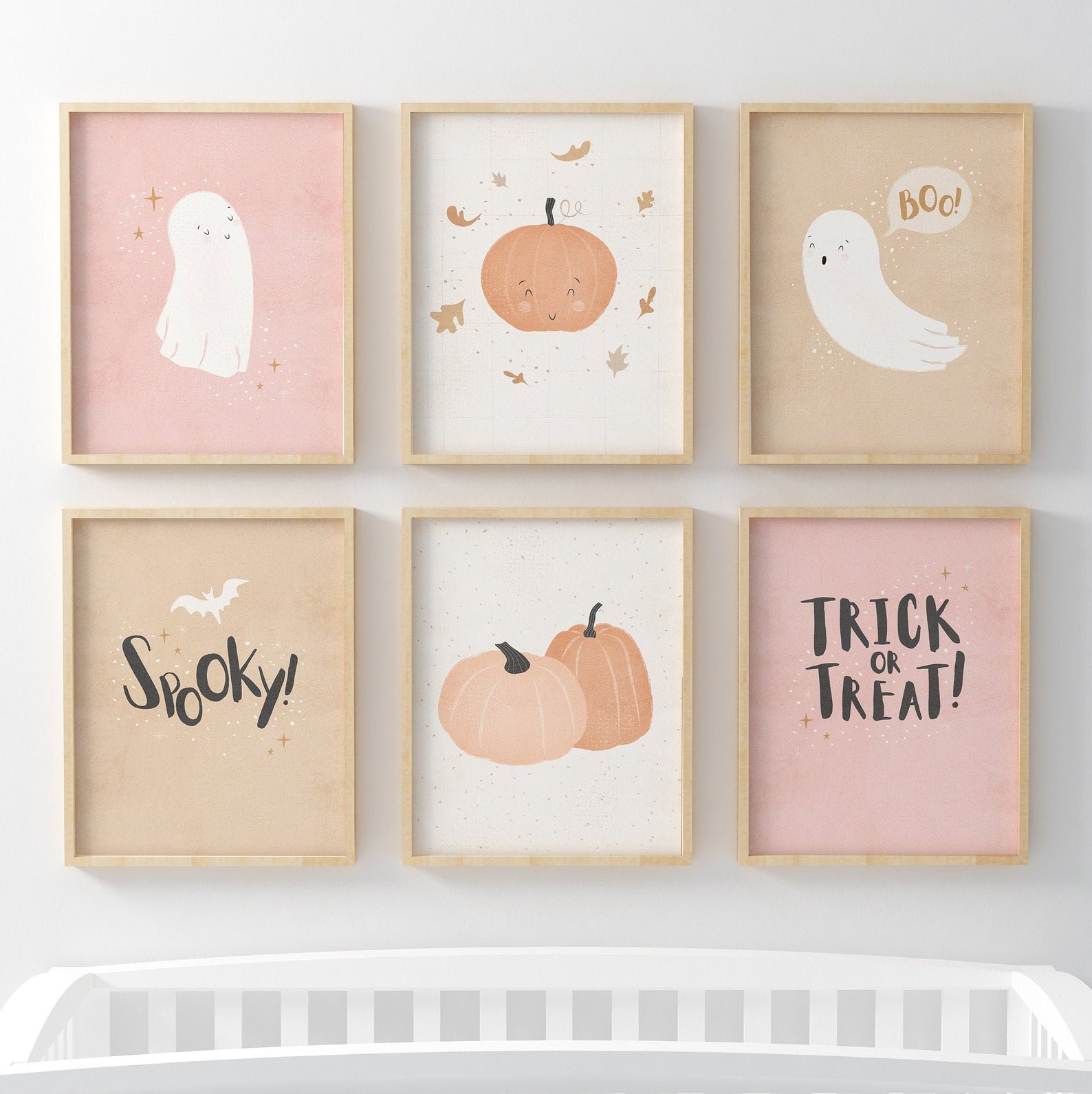 Set of 6 Pastel Halloween Posters Boho Halloween Print Pink - Etsy