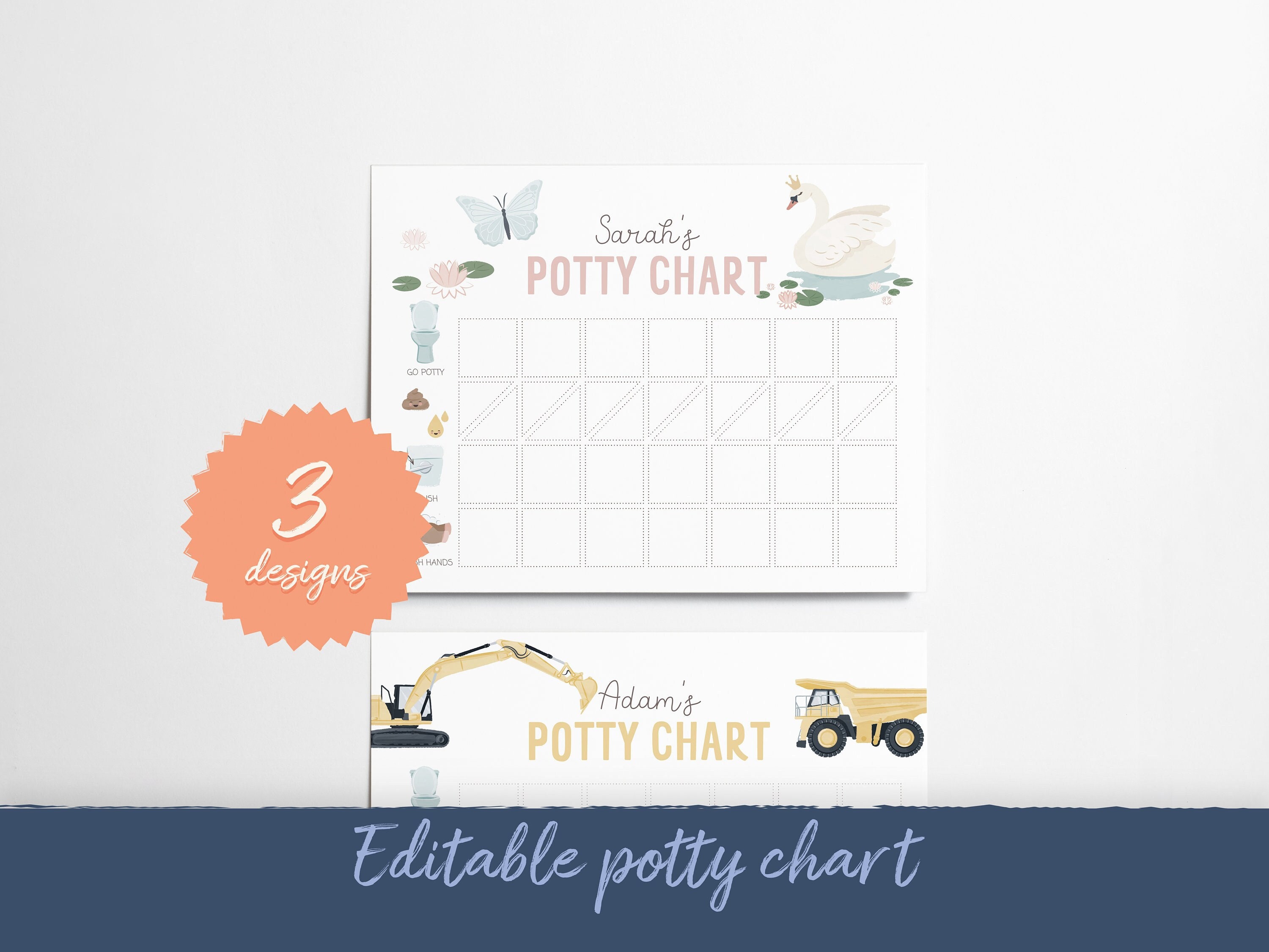 Editable Potty Chart Potty Training Chart Printable Toddler - Etsy UK