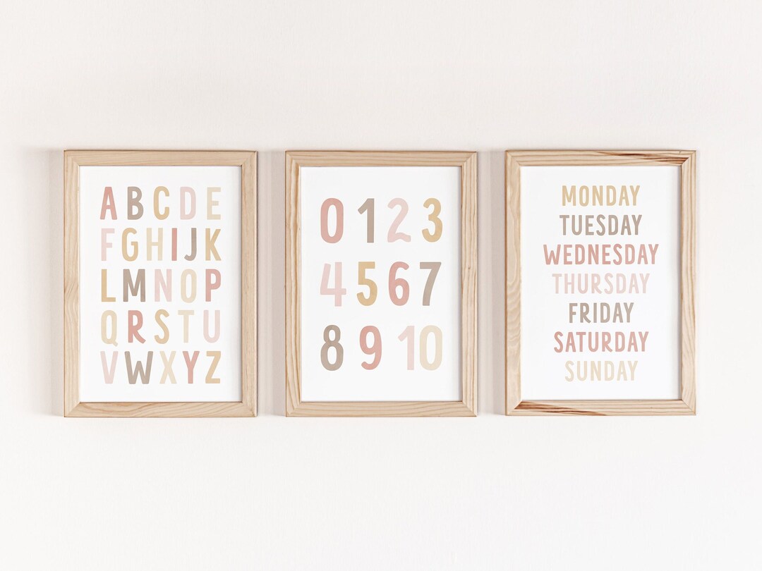 Blush Pink ABC Poster Set: Nursery Decor, Educational Prints (digital ...