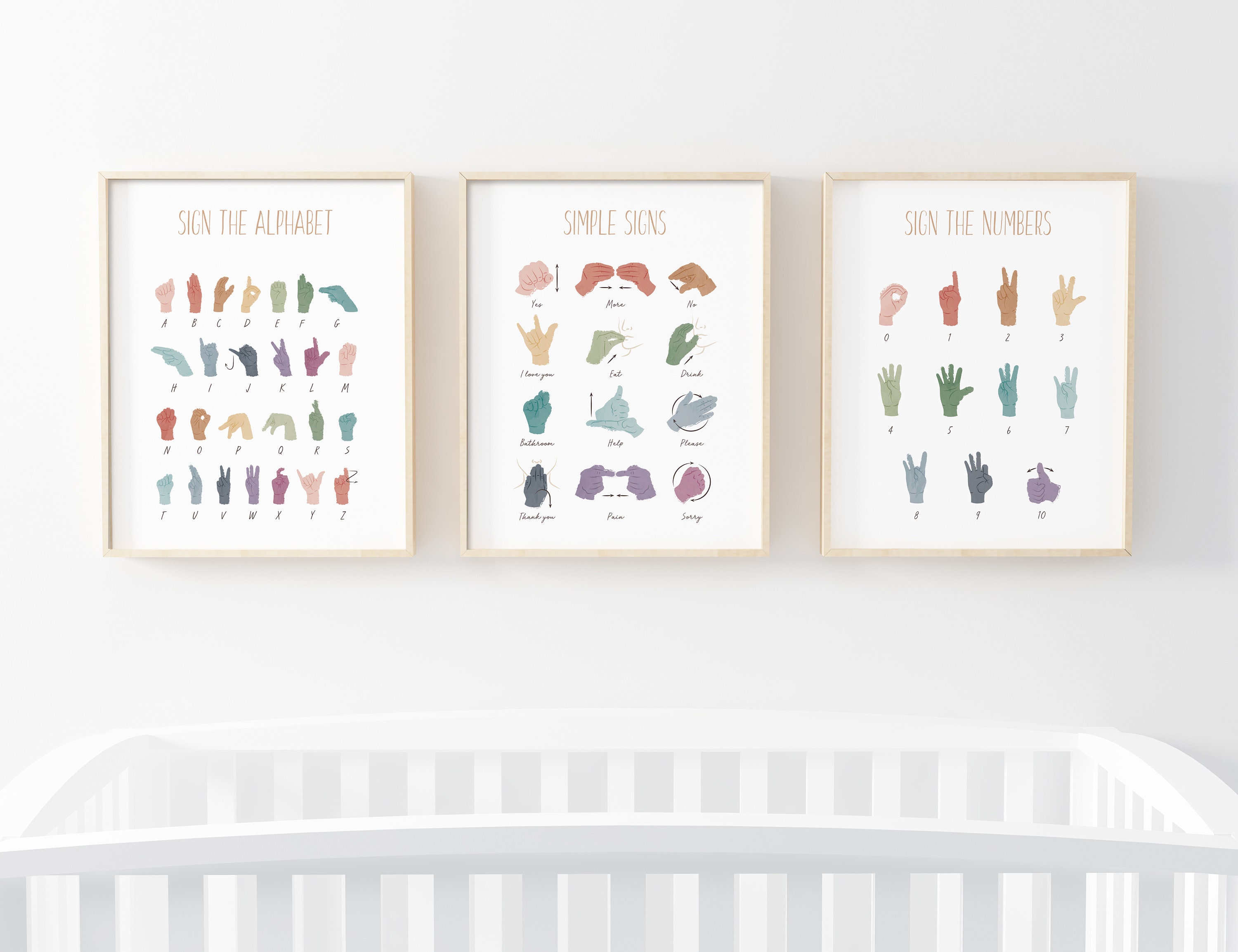 ASL American Sign Language 3 Piece Wall Art Alphabet | Etsy Canada