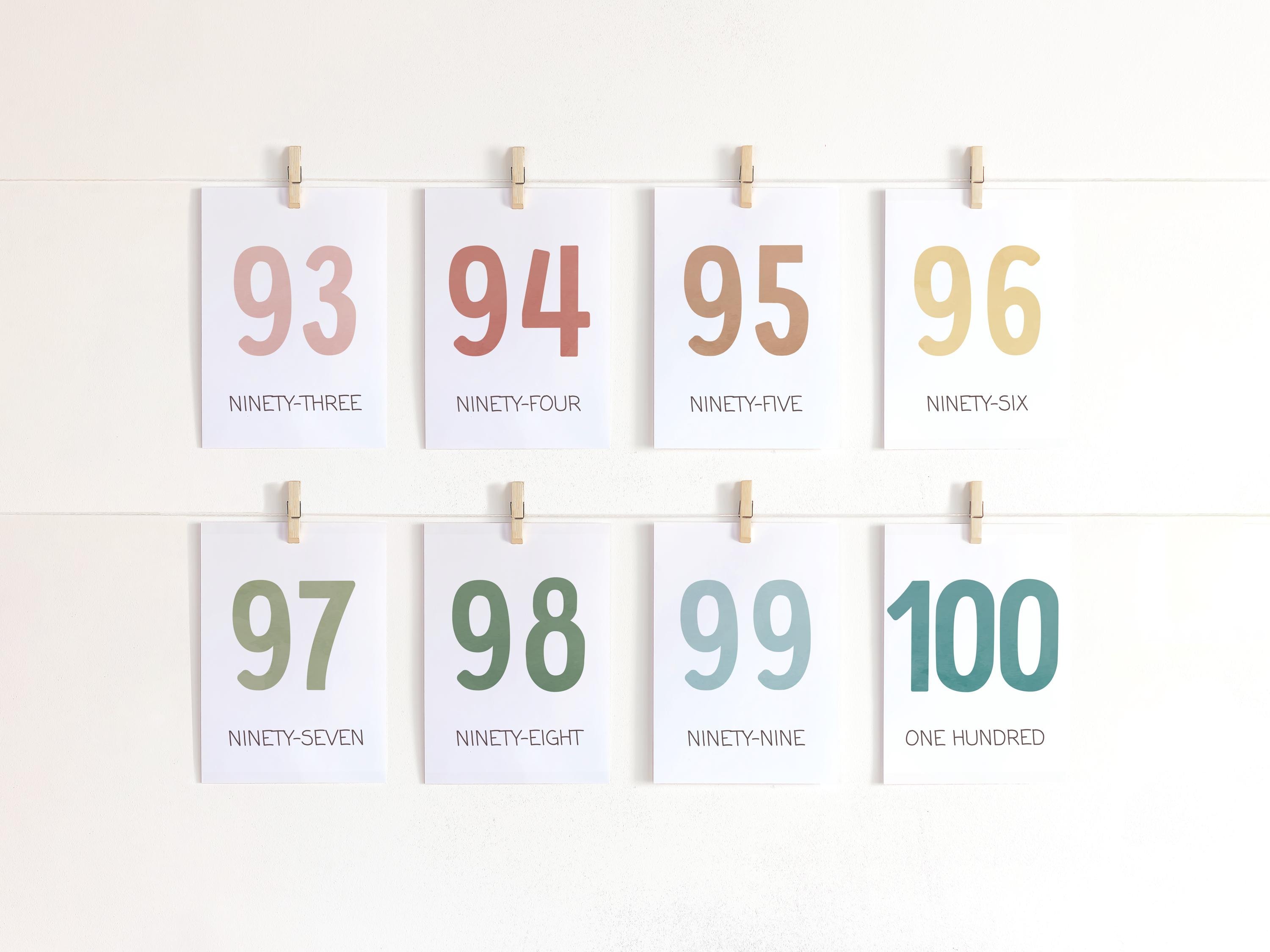 Number Flash Cards 1-100: Printable Montessori Math (digital Download ...