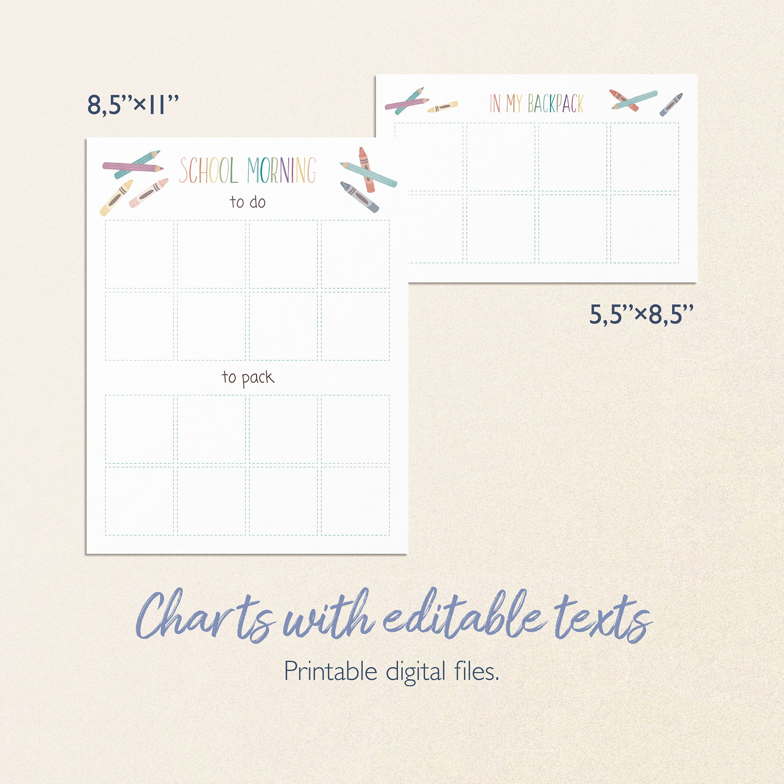 Editable School Morning Routine Chart Backpack Checklist - Etsy
