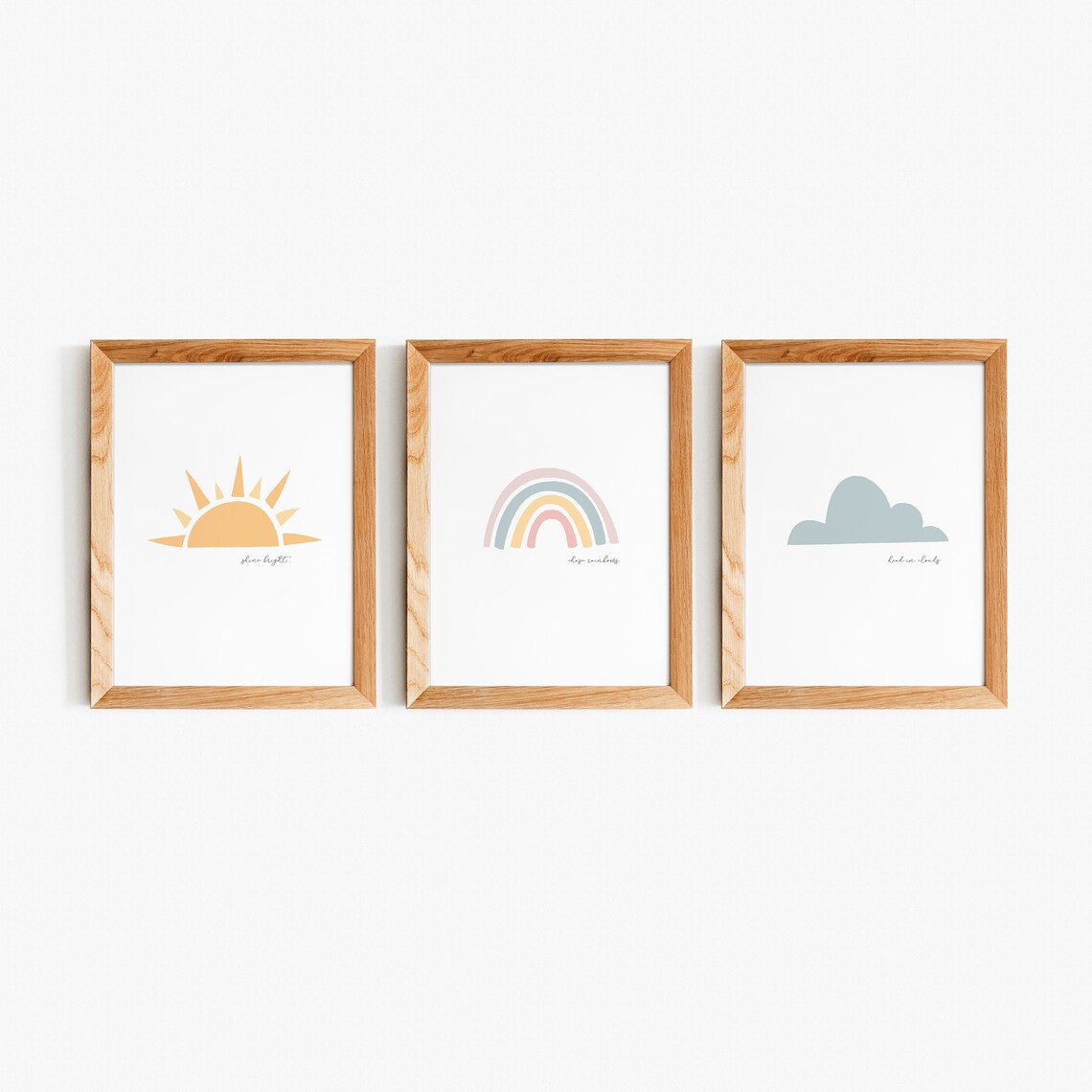 Minimalist Gallery Wall Sun Cloud Rainbow Boho Decor - Etsy