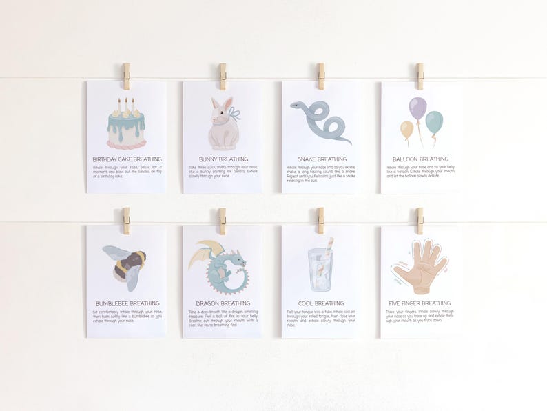 Mindfulness Breathing Cards for Kids: Calm Down Corner (digital ...