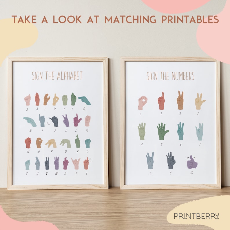 Sign Language Art ASL American Sign Language Educational | Etsy