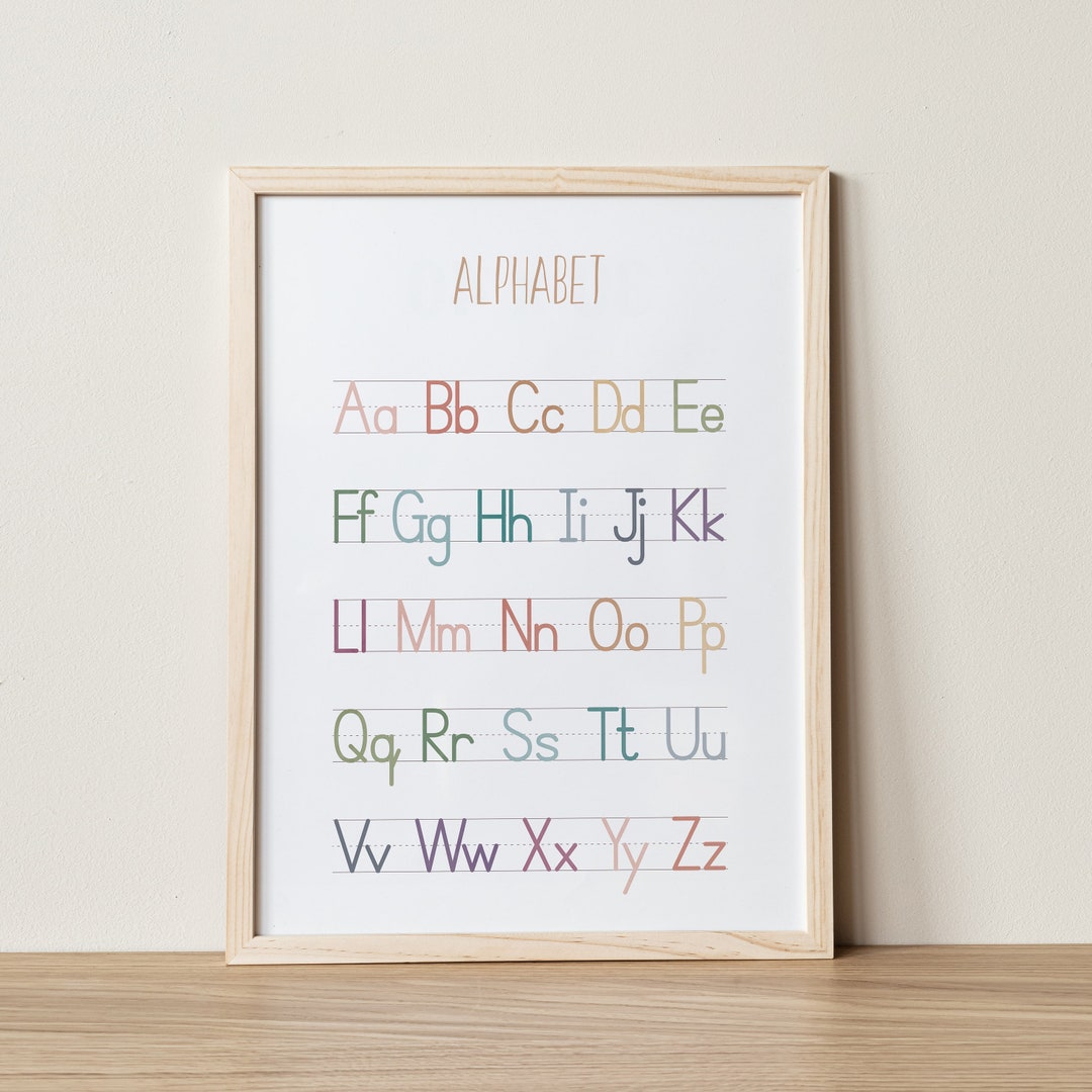 Rainbow Alphabet Handwriting Chart: Montessori ABC Print (digital ...