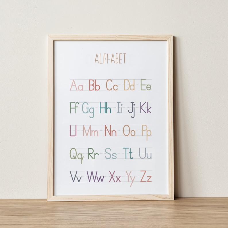 Rainbow Alphabet Handwriting Chart: Montessori ABC Print (digital ...