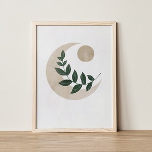 Set of 6 Boho Prints, Gallery Wall Set, Sun Print, Moon Phases ...