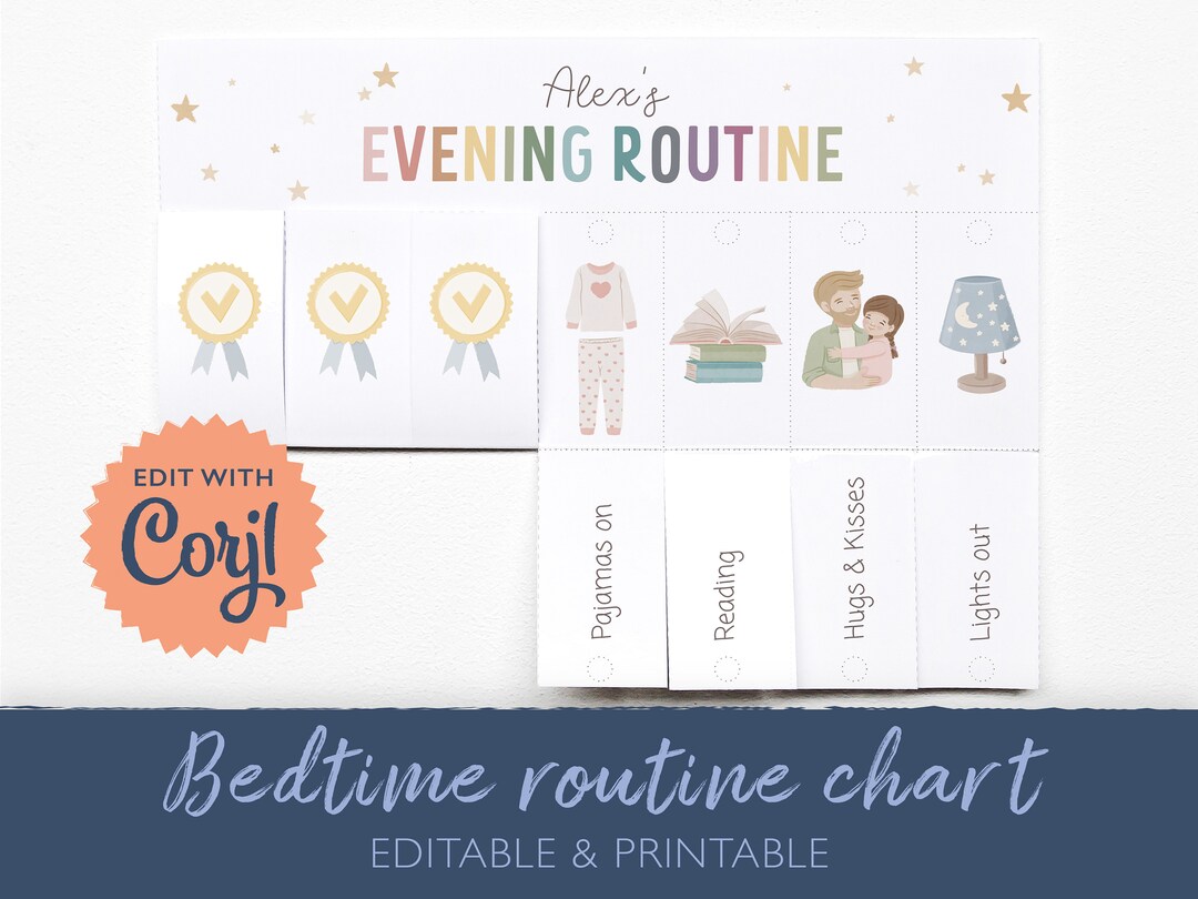 Editable Evening Routine Chart Planning Toddler Bedtime - Etsy