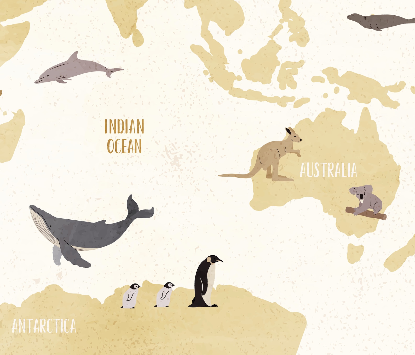 Animal World Map Poster: Educational Nursery Wall Art (digital Download ...