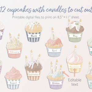 Cupcake Classroom Birthday Display: Printable Bulletin Board Kit ...