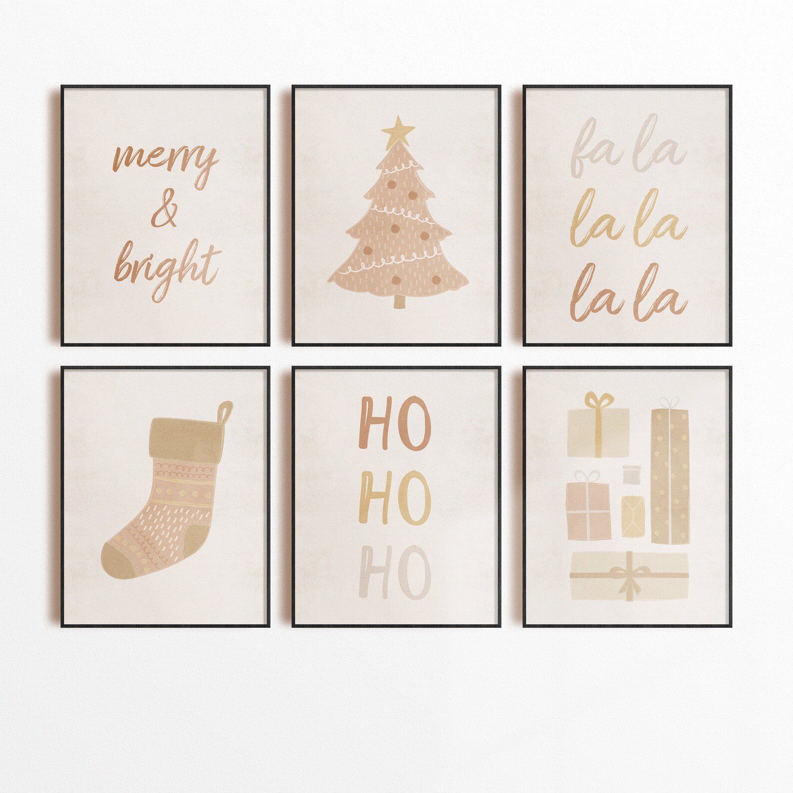 Christmas Home Decor Set Of 6 Boho Prints Gallery Wall Set | Etsy