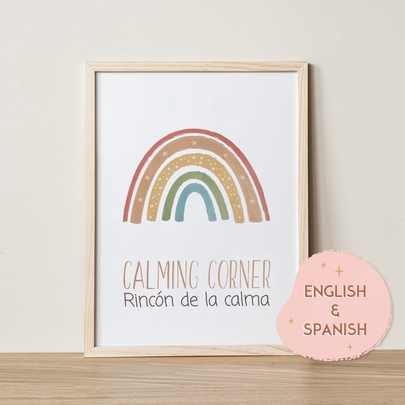 English Spanish Calming Corner Poster: Montessori Playroom Art (digital ...