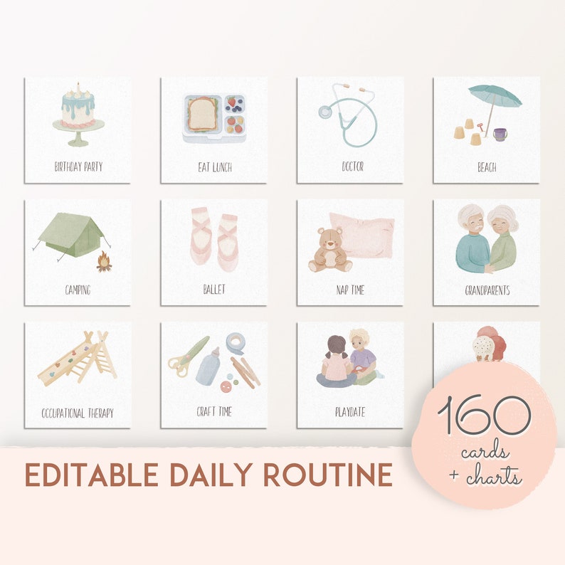 Editable Kids Routine Chart Daily Schedule Chore Chart for - Etsy