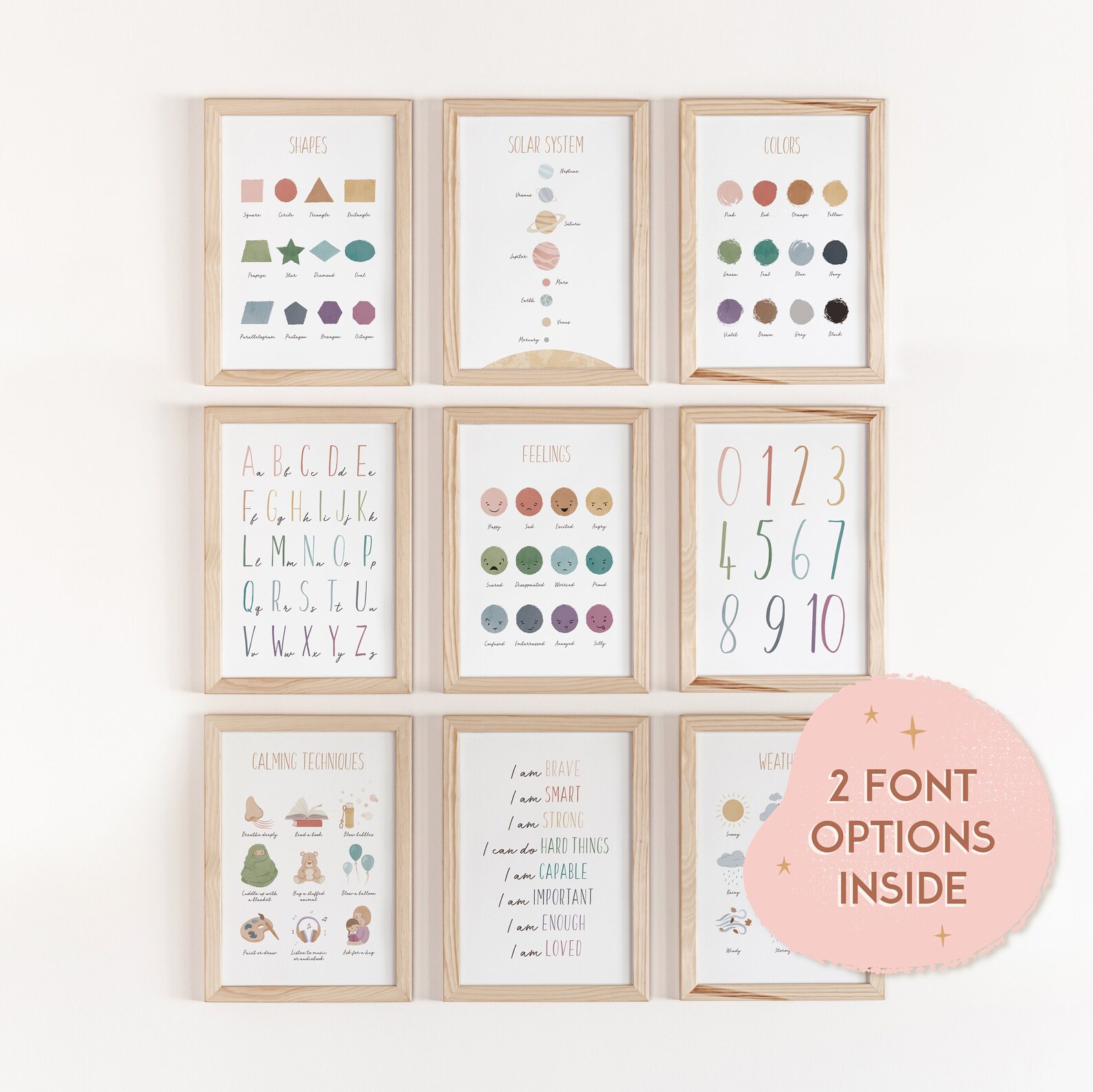 Educational Posters Set of 9 Classroom Decor Homeschool - Etsy