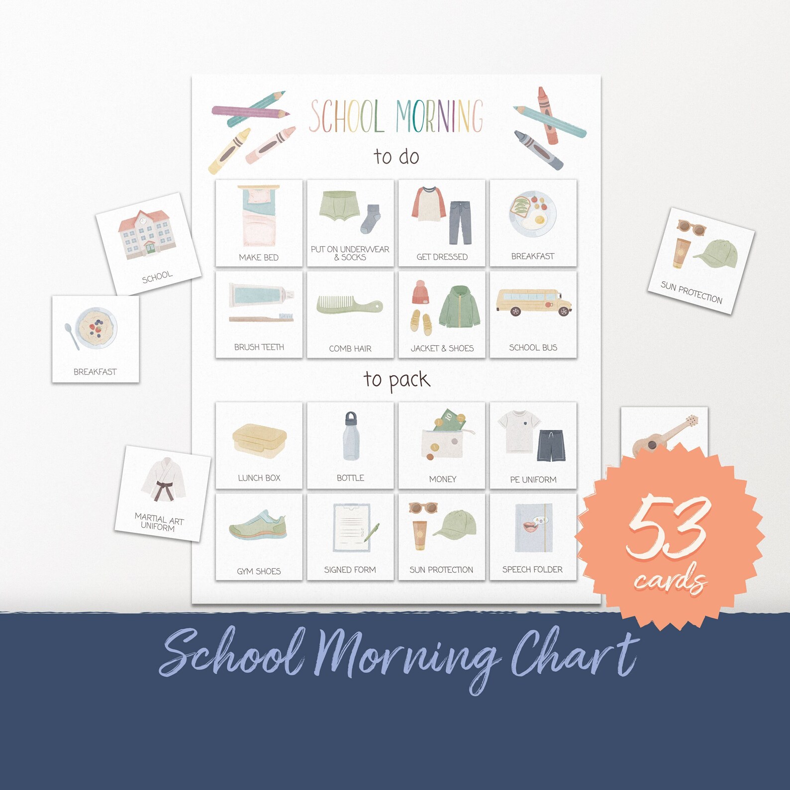 Editable School Morning Routine Chart Backpack Checklist - Etsy