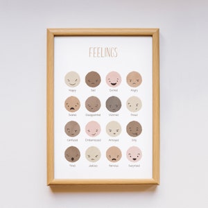 Boho Feelings Chart, Emotions Poster, Calming Corner, Educational ...