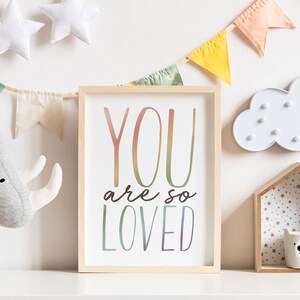 You Are so Loved, Nursery Quote, Rainbow Wall Art, Play Room Decor, ABC ...