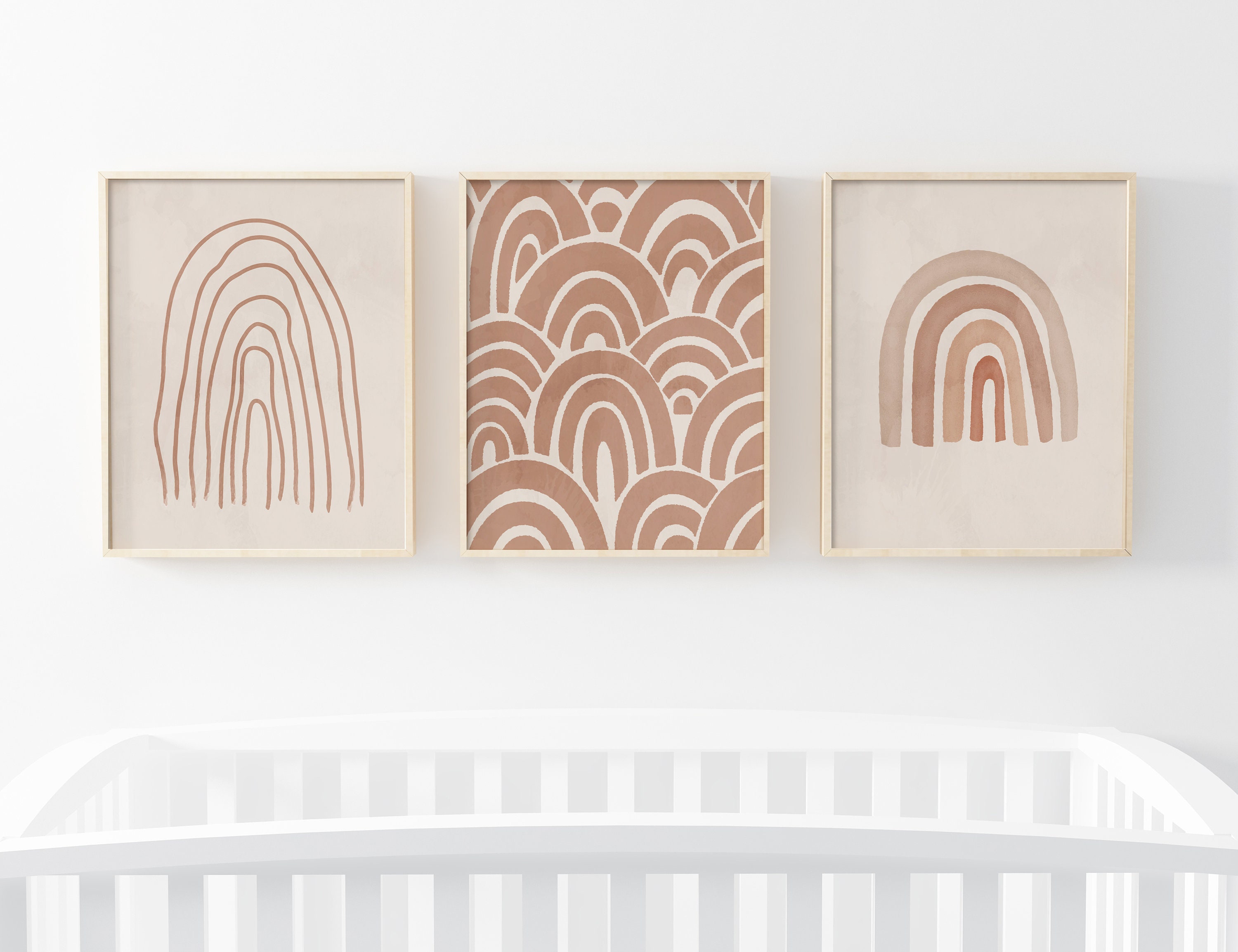 Boho Rainbow Print Set Of 3 Prints Pink 3 Piece Wall Art | Etsy