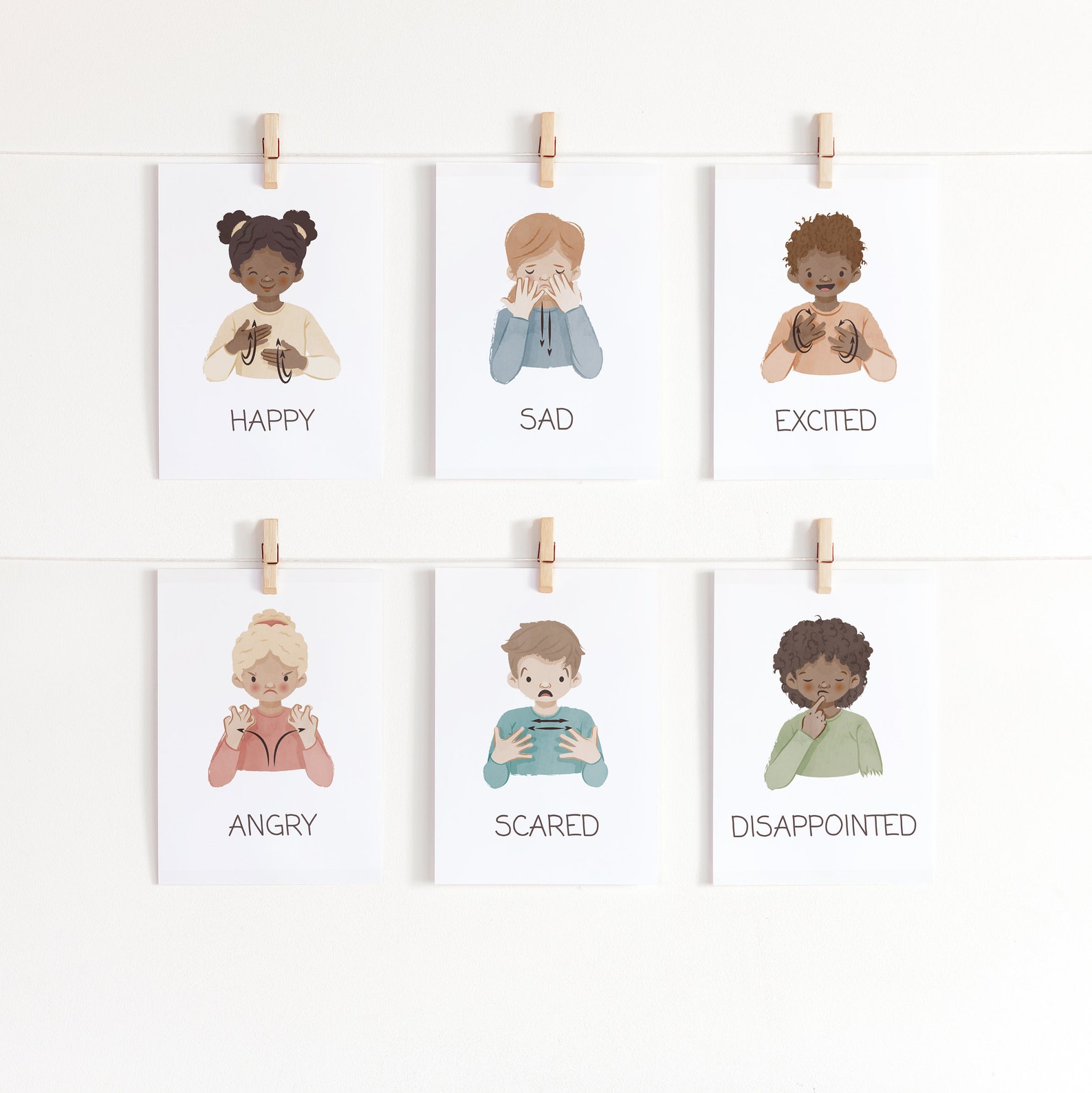 ASL Emotion Flashcards, Sign Language Feelings Flash Cards, Montessori ...