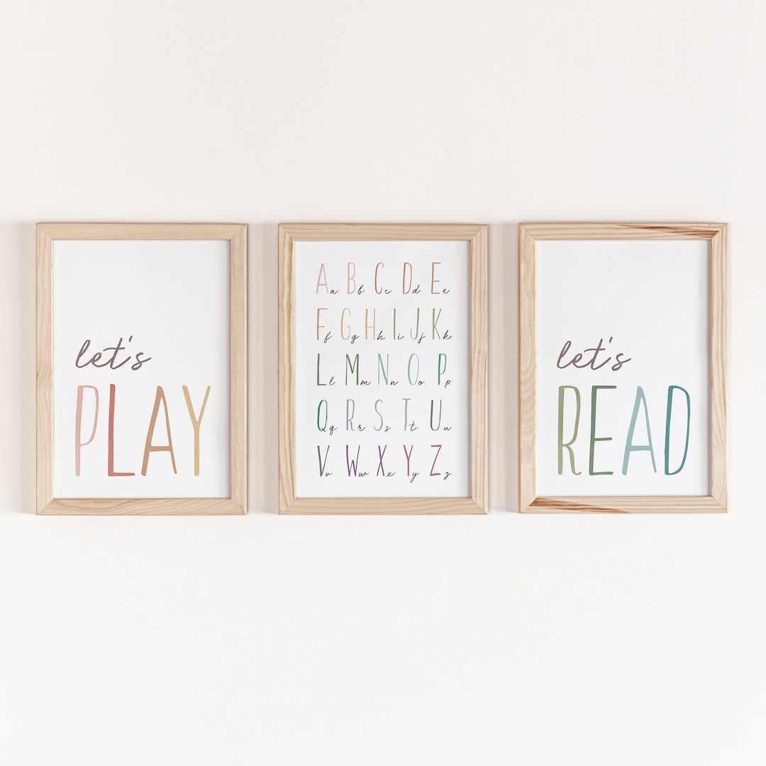Colorful Lets Play, Lets Read, Reading Corner, Rainbow Abc Poster ...