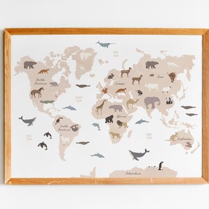 Animal World Map, World Map Poster, Playroom Wall Decor, Classroom ...