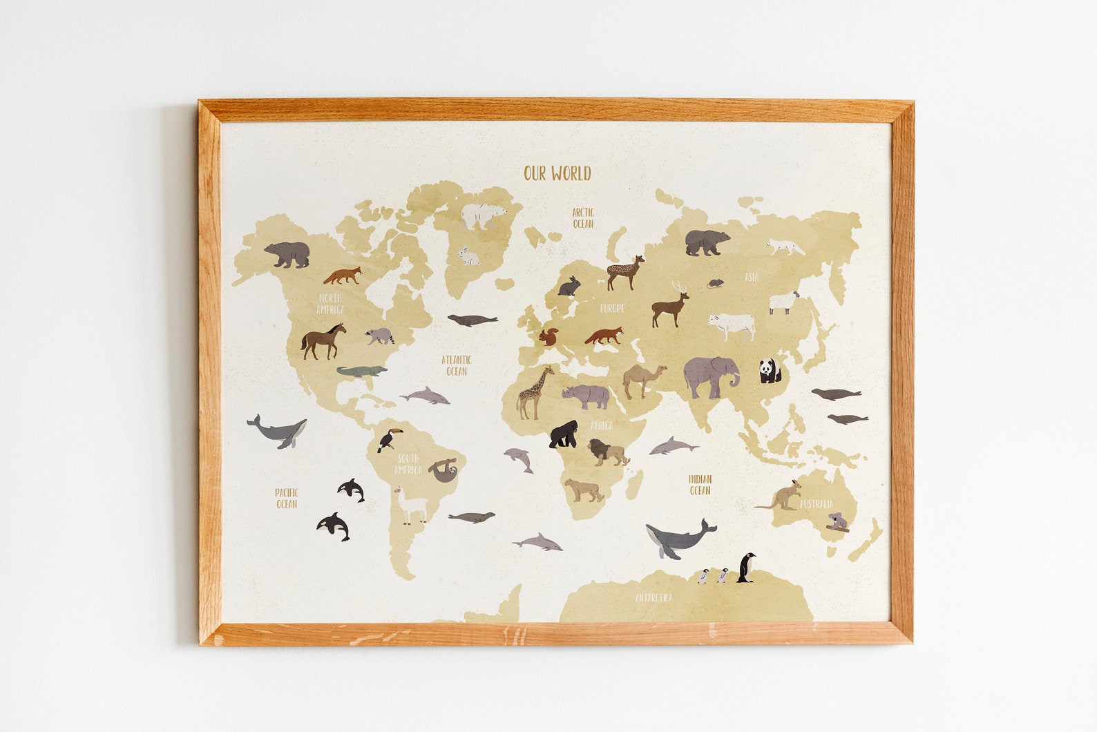 Animal World Map World Map Animals World Map Poster Animals - Etsy