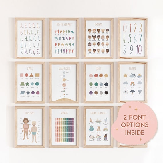 Set of 12 Educational Posters Boho Classroom Decor Playroom - Etsy