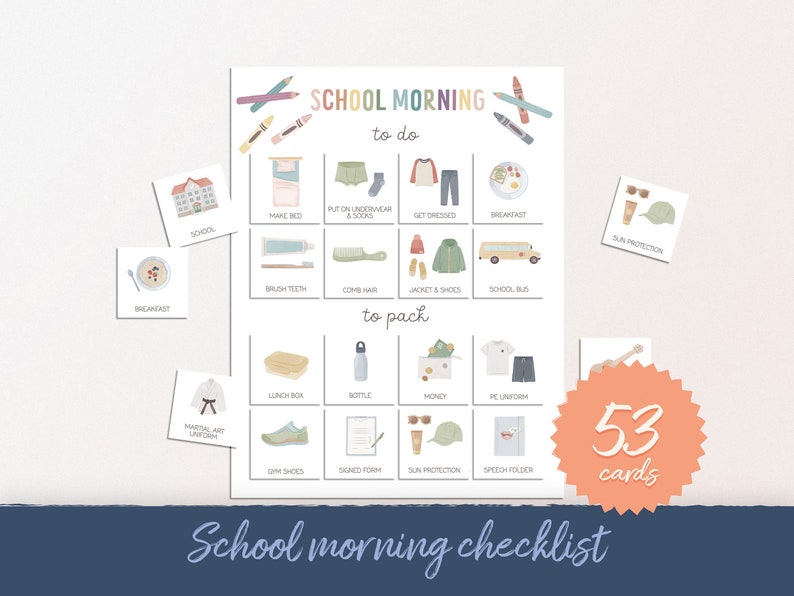 School Morning Checklist Editable School Morning Routine - Etsy