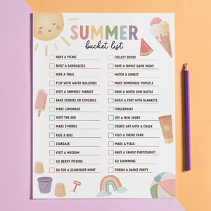 Editable Summer Bucket List for Kids, Custom Summer Checklist Template ...
