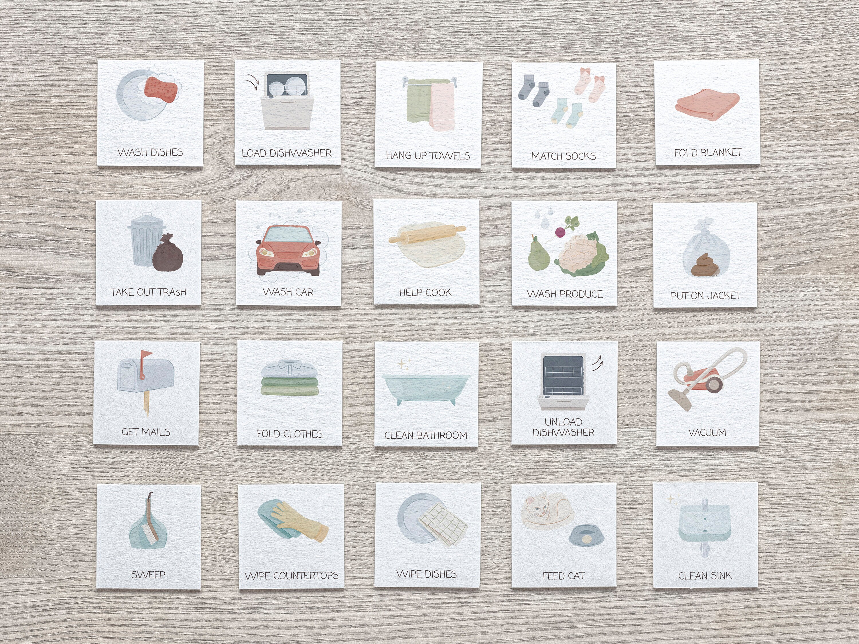 Kids Chore Chart: Editable Routine Cards, Montessori Responsibility ...