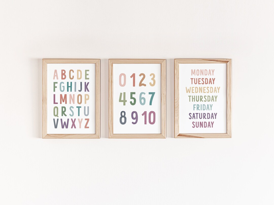 Alphabet & Numbers Poster Set: Colorful Nursery Decor (digital Download ...