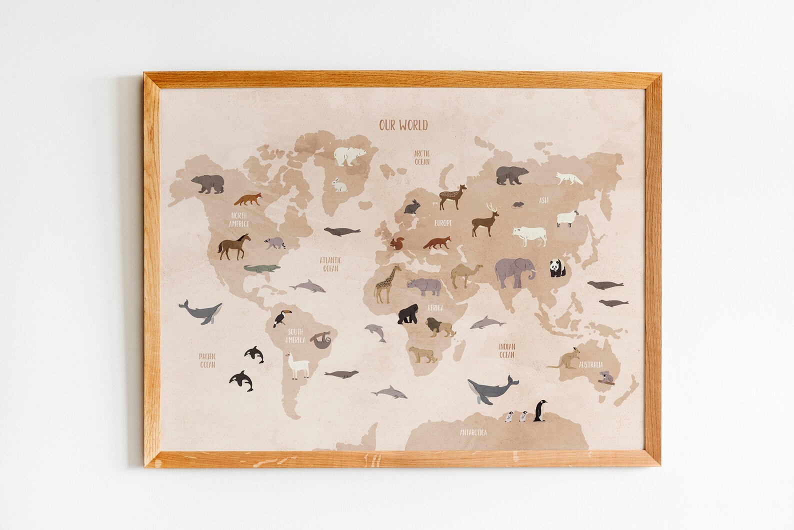 Animal World Map World Map Animals World Map Poster Animals - Etsy