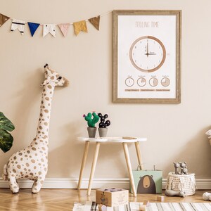 Telling Time Educational Print, Clock Classroom Decor, Learn Time, Boho ...